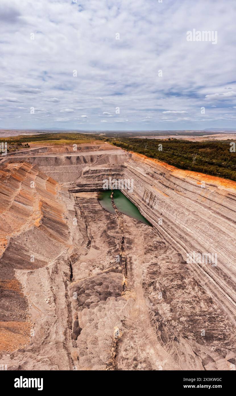 Huge open pit black coal iron ore mine in Hunter Valley of Australia ...