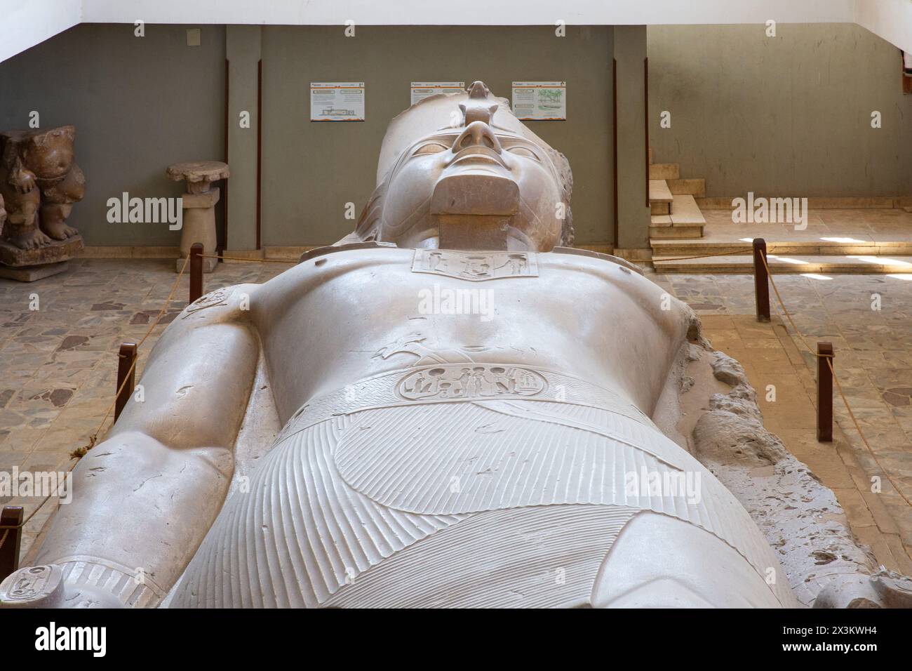 The limestone colossus of Rameses II at the open air museum in Memphis ...