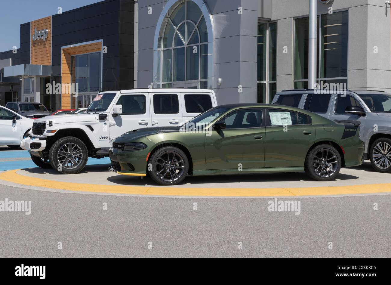 Lafayette - April 25, 2024: Dodge Challenger and Jeep Wrangler ...