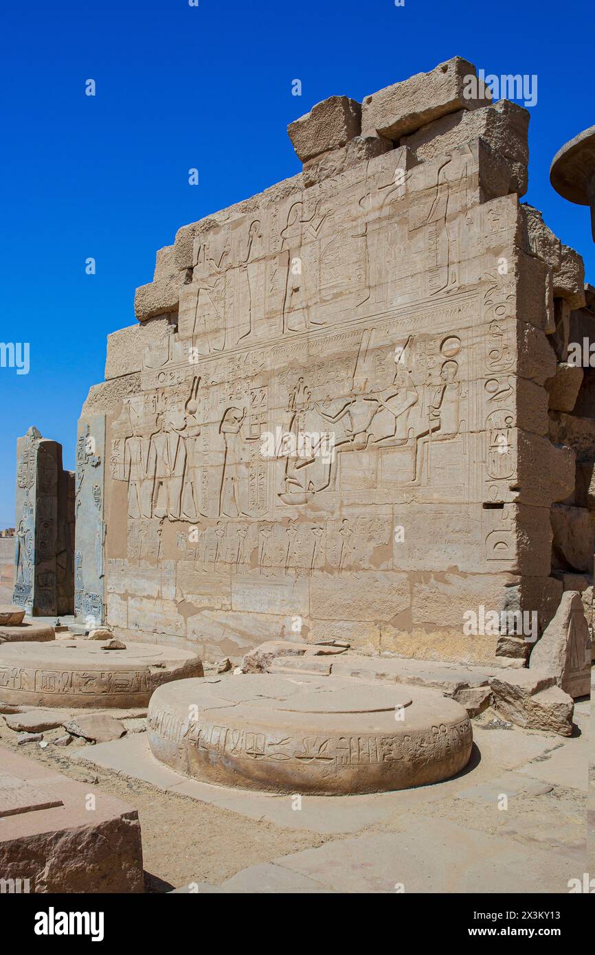 A relief depicting the coronation of Ramses II by the Egyptian deities ...