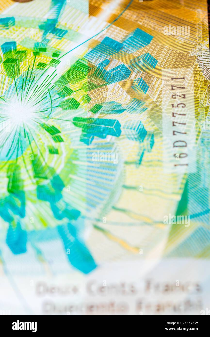 CHF money banknotes, detail photo of swiss franc. Swiss Franc currency ...