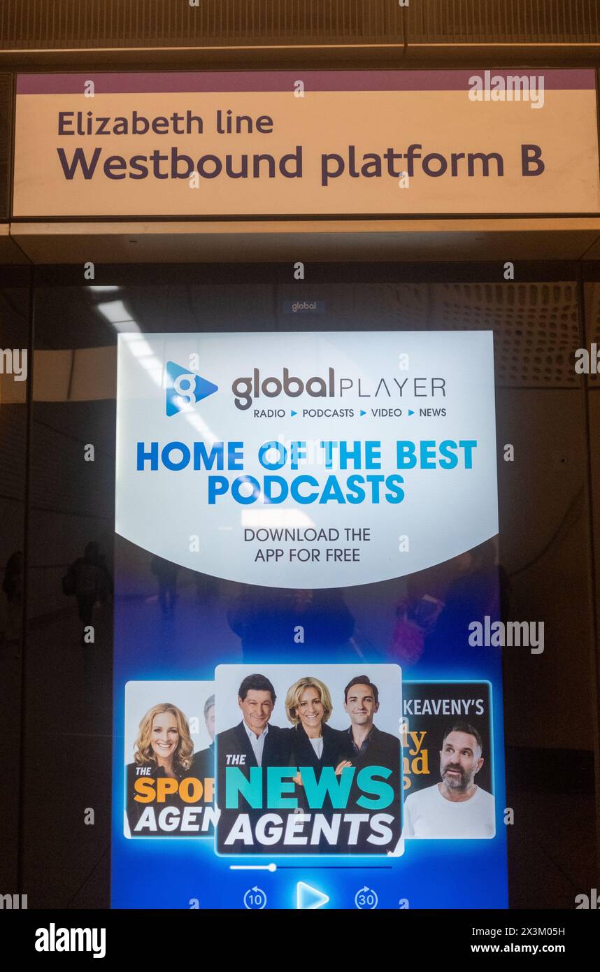 27th April 2024, London. Elizabeth Line, WestBound platform B Stock ...