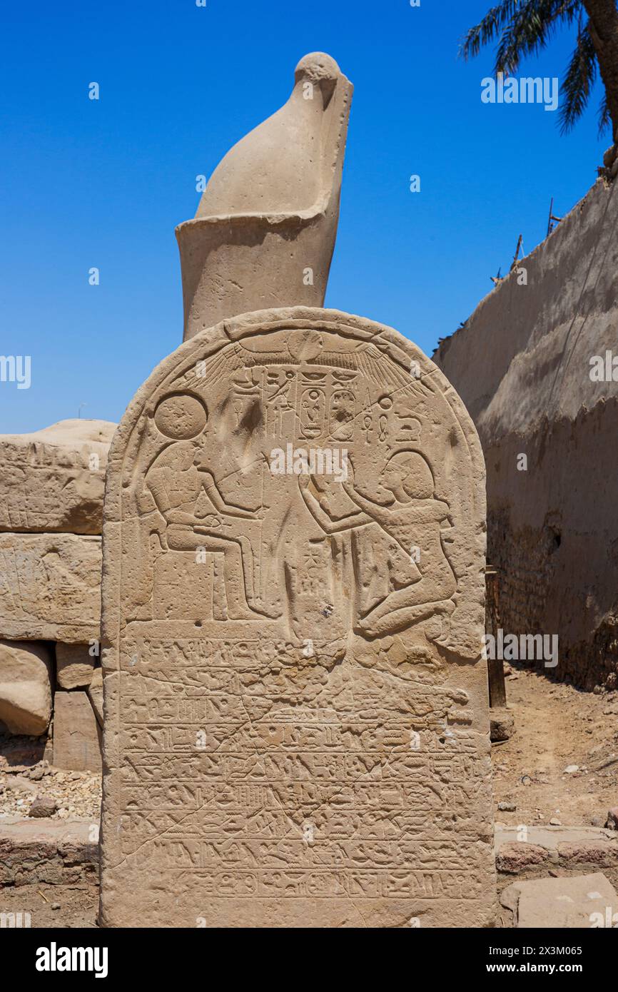 A stela depicting Egyptian pharaoh Seti I making an offering to the ...