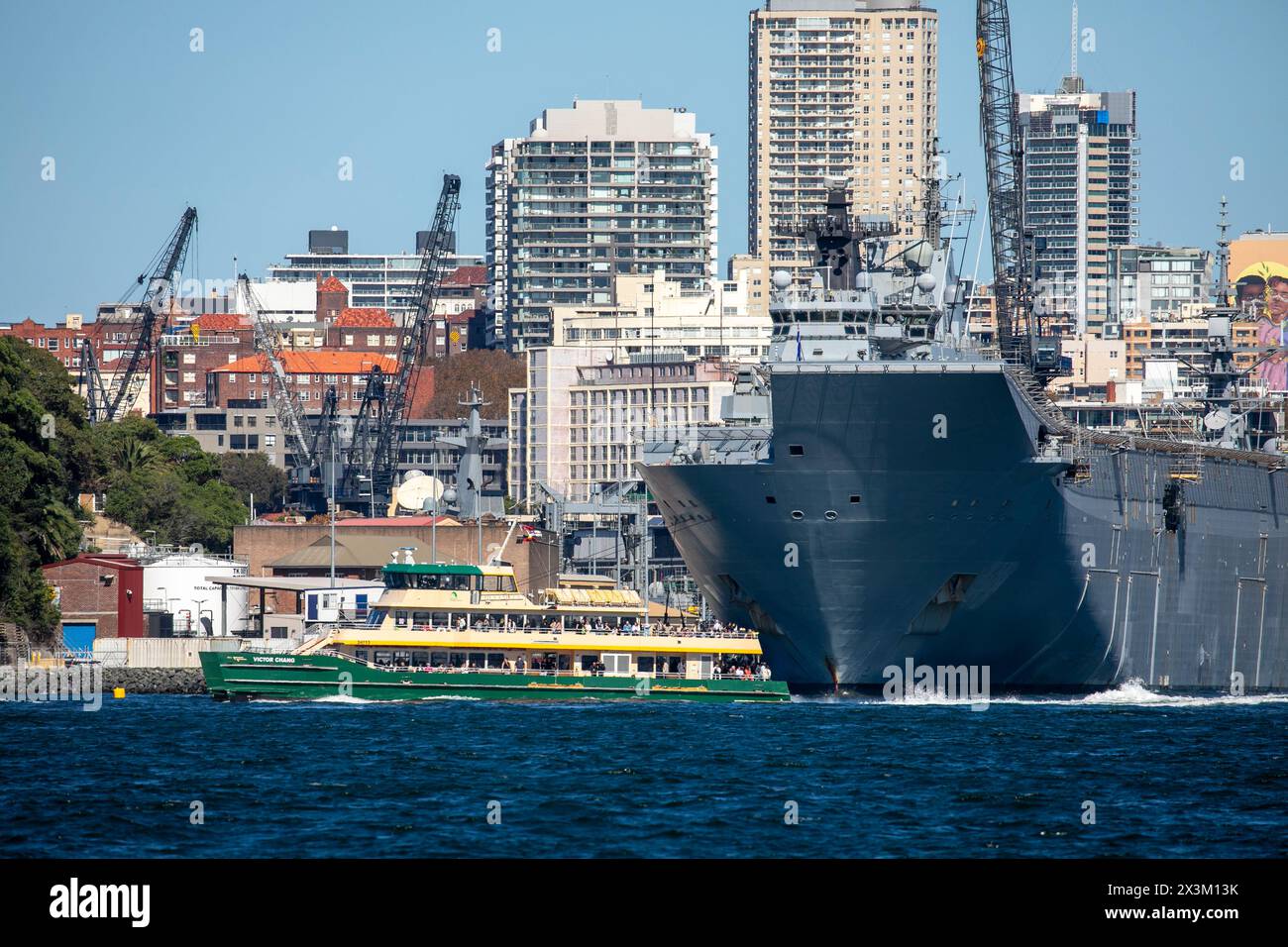 Sydney ferry passes Garden island naval base of the Royal Australian ...