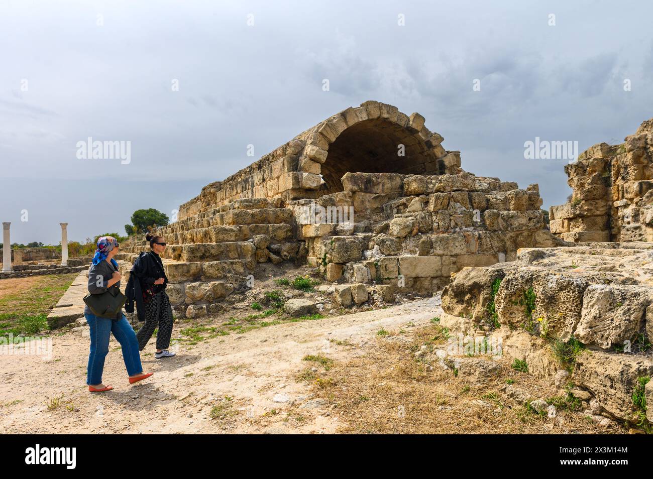 Salamis, Cyprus - April 16, 2024 - Ancient Greek ruins and columns in ...