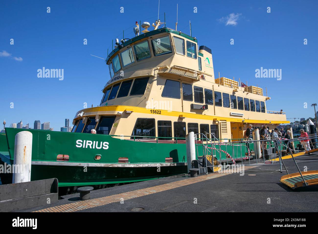 Sydney ferry the MV Sirius, berthed alongside Cremorne Point ferry ...