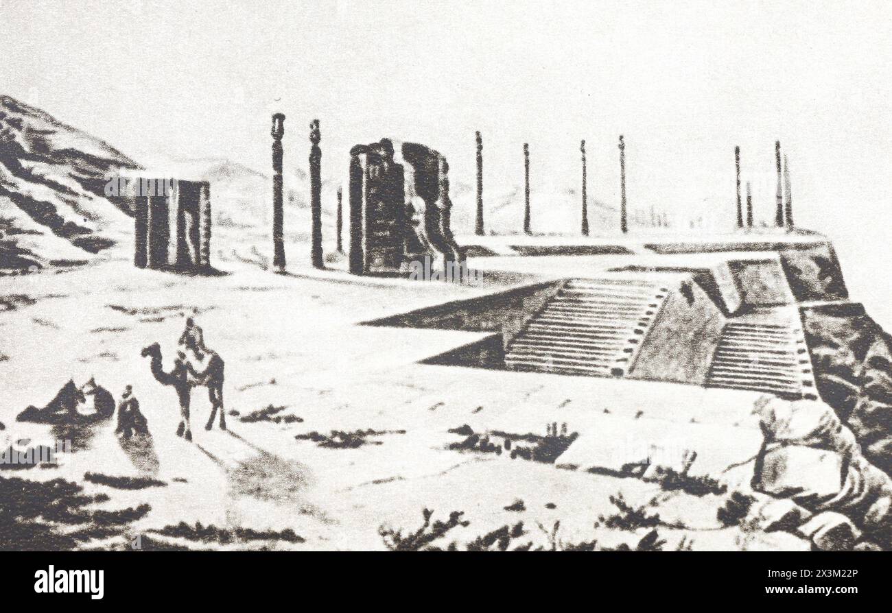 Ruins of the palace of Darius I in Persepolis. Photography of the first ...