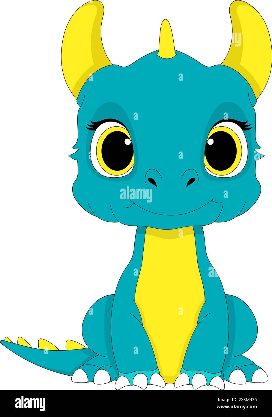 fantasy animal cartoon doodle illustration, green dragon cub smiling ...