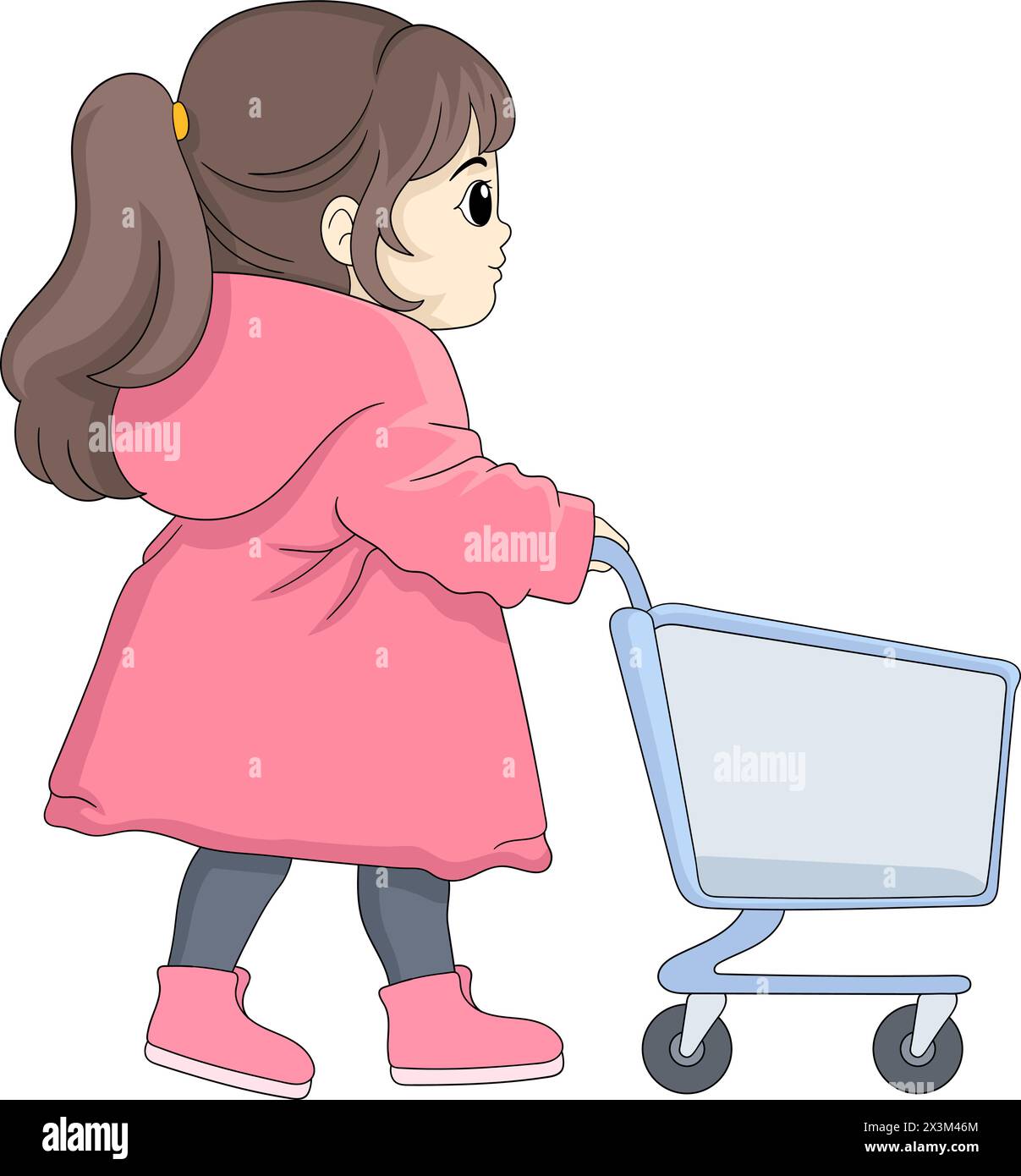 cartoon doodle illustration of daily activities, beautiful young girl ...
