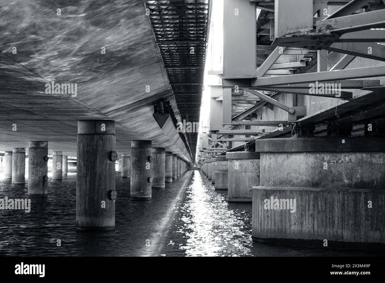View of water under bridges Stock Photo - Alamy