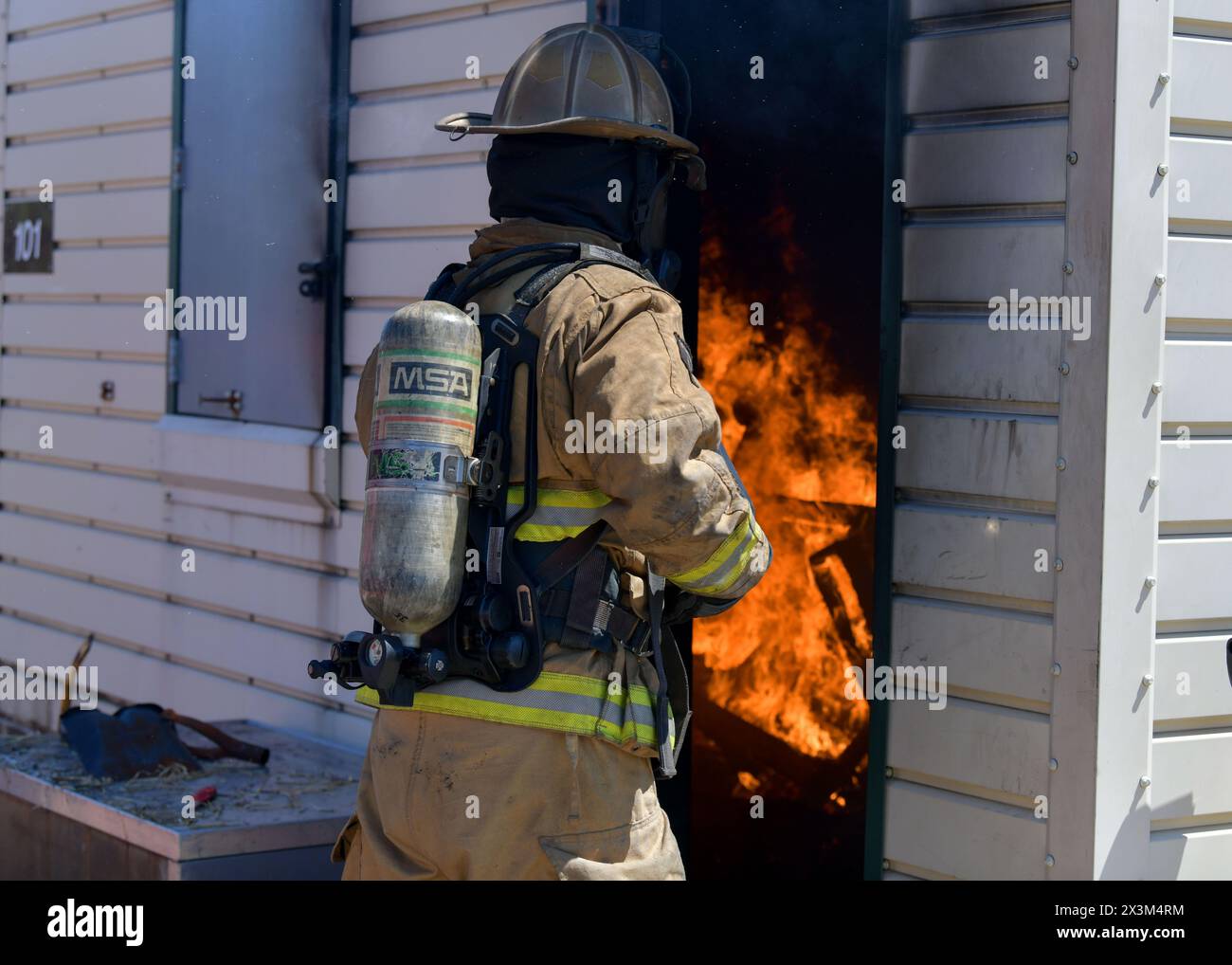 104th Civil Engineering Squadron firefighters conduct live structural ...