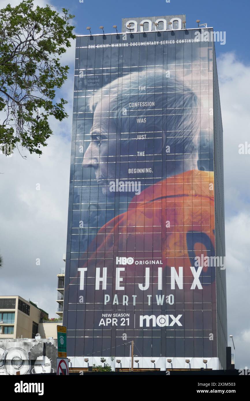 Los Angeles, California, USA 26th April 2024 The Jinx Part 2 HBO Billboard on Sunset Blvd on ...
