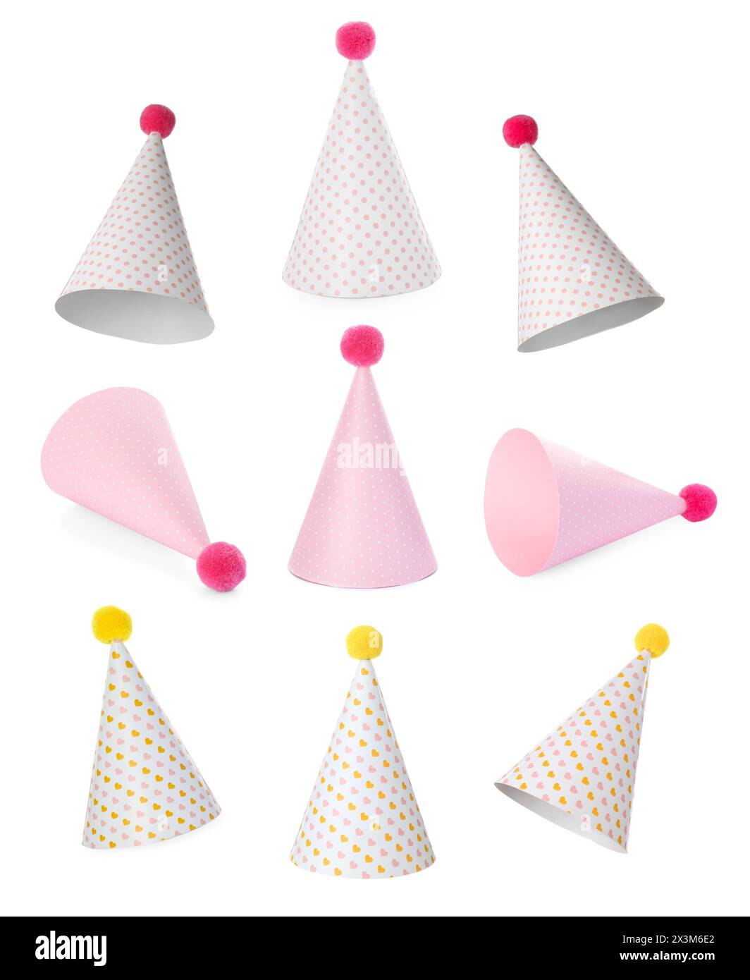 Colorful party hats isolated on white, set Stock Photo - Alamy