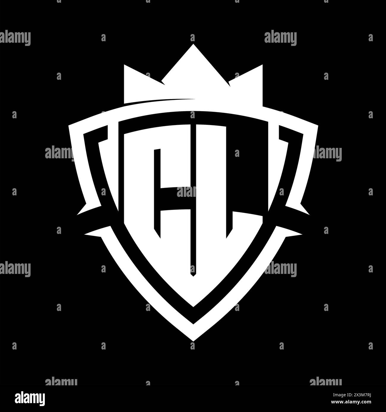 CL Letter bold monogram with triangle curve shield shape with crown ...