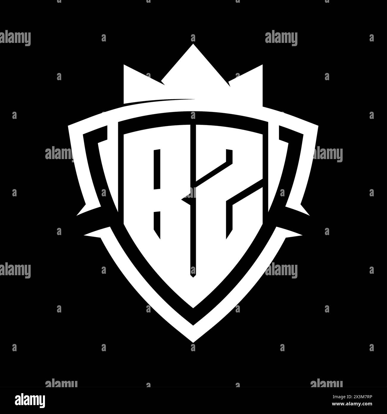 BZ Letter bold monogram with triangle curve shield shape with crown ...