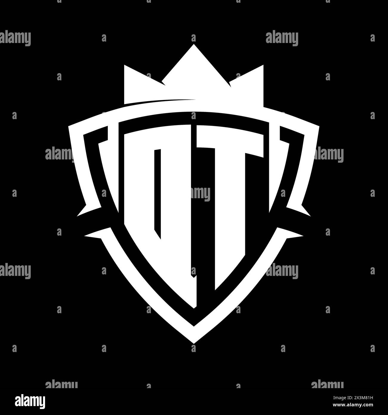 DT Letter bold monogram with triangle curve shield shape with crown ...