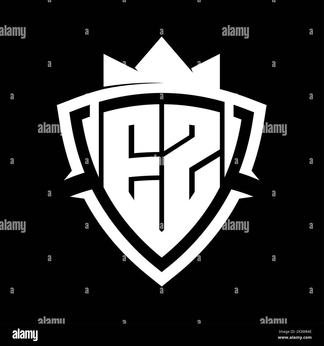 EZ Letter bold monogram with triangle curve shield shape with crown ...