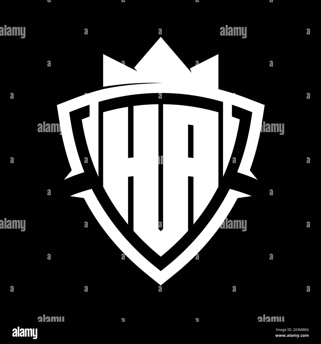 HA Letter bold monogram with triangle curve shield shape with crown ...