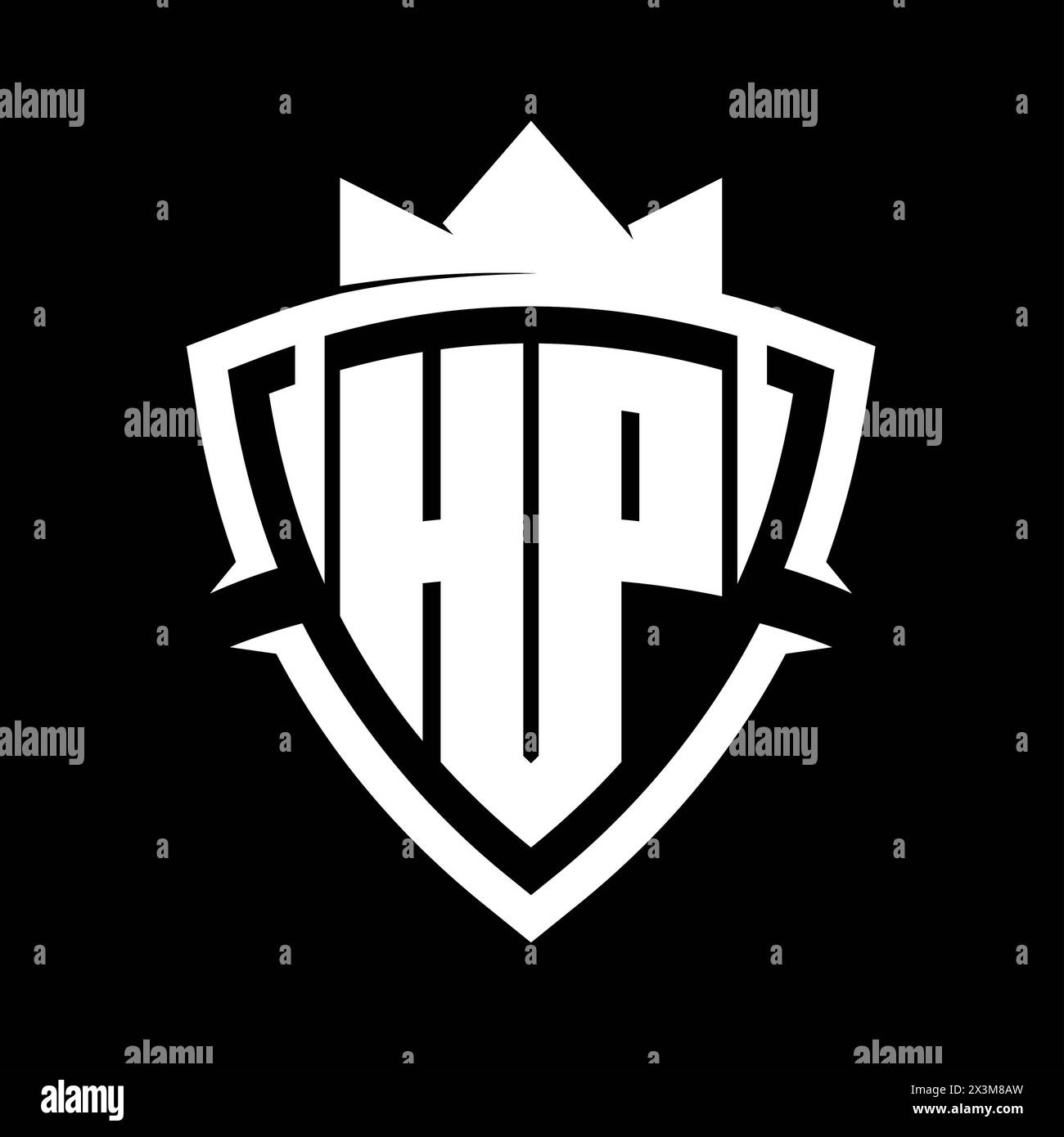 HP Letter bold monogram with triangle curve shield shape with crown ...