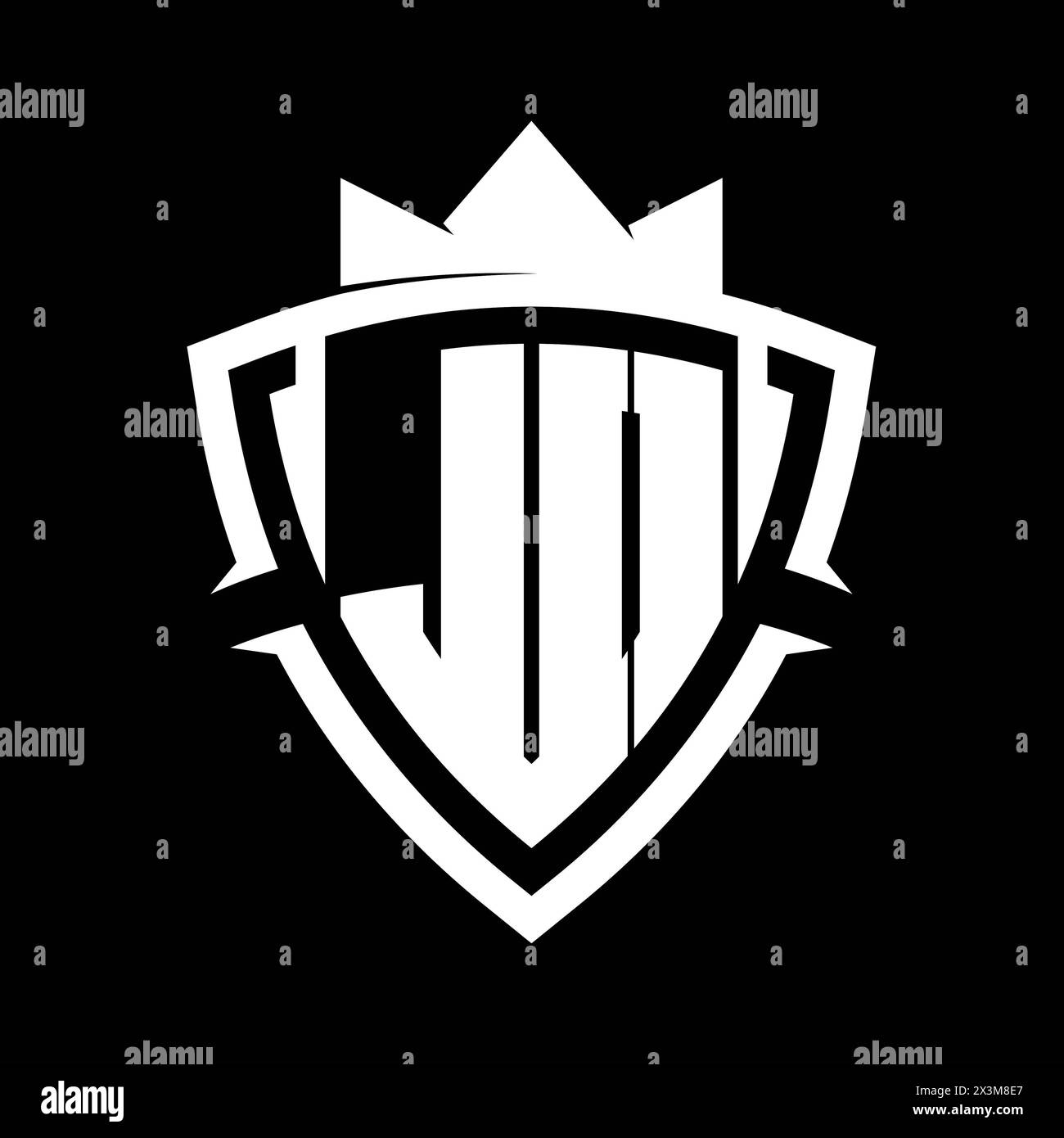 JO Letter bold monogram with triangle curve shield shape with crown ...