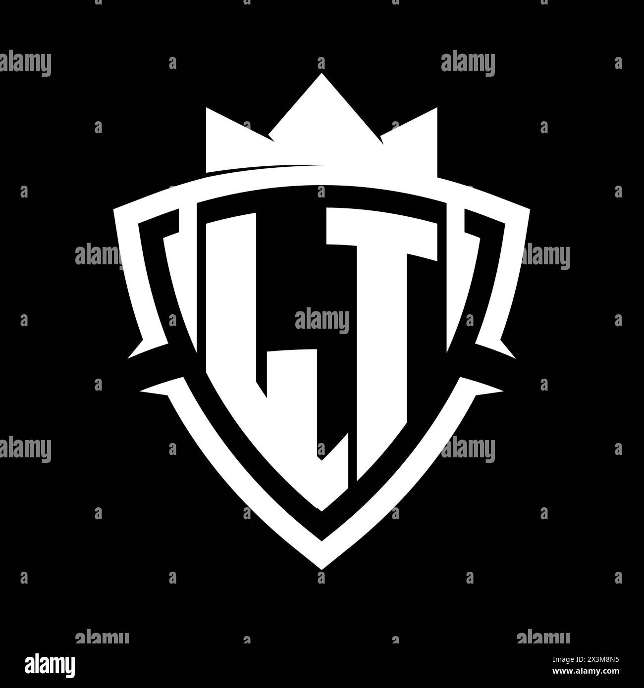 LT Letter bold monogram with triangle curve shield shape with crown ... LT Letter bold monogram with triangle curve shield shape with crown ...