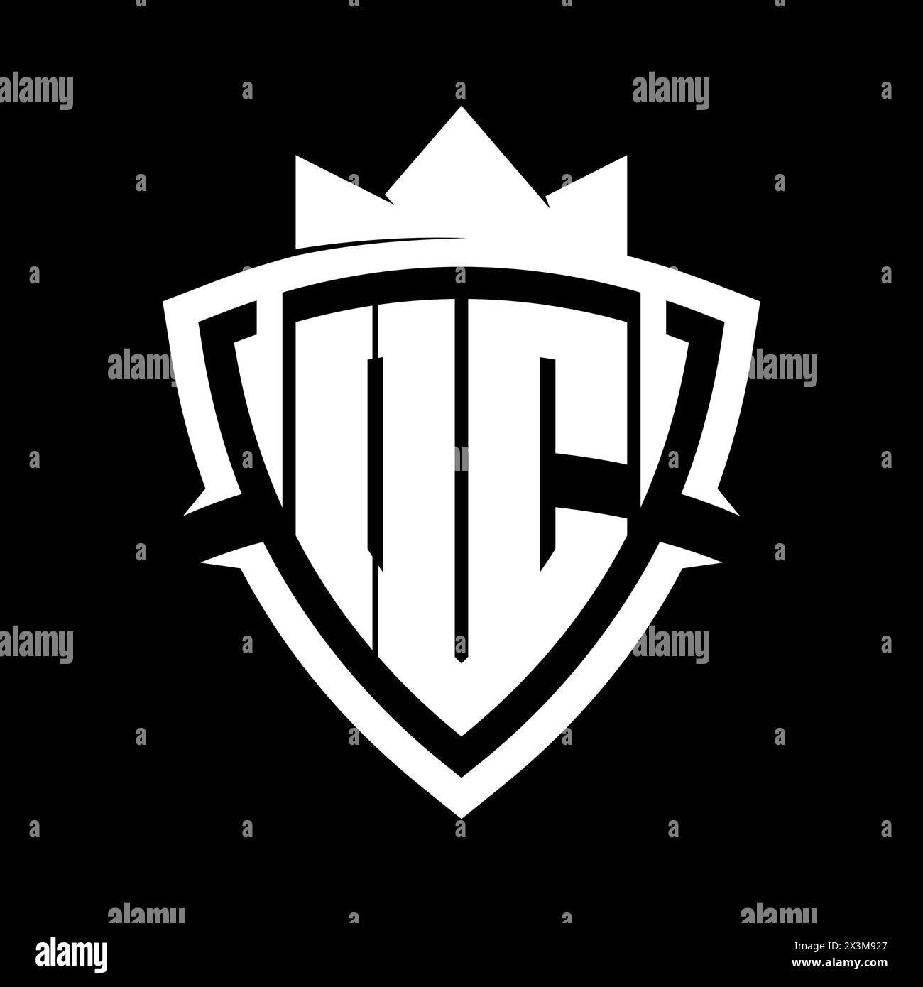 OC Letter bold monogram with triangle curve shield shape with crown ...