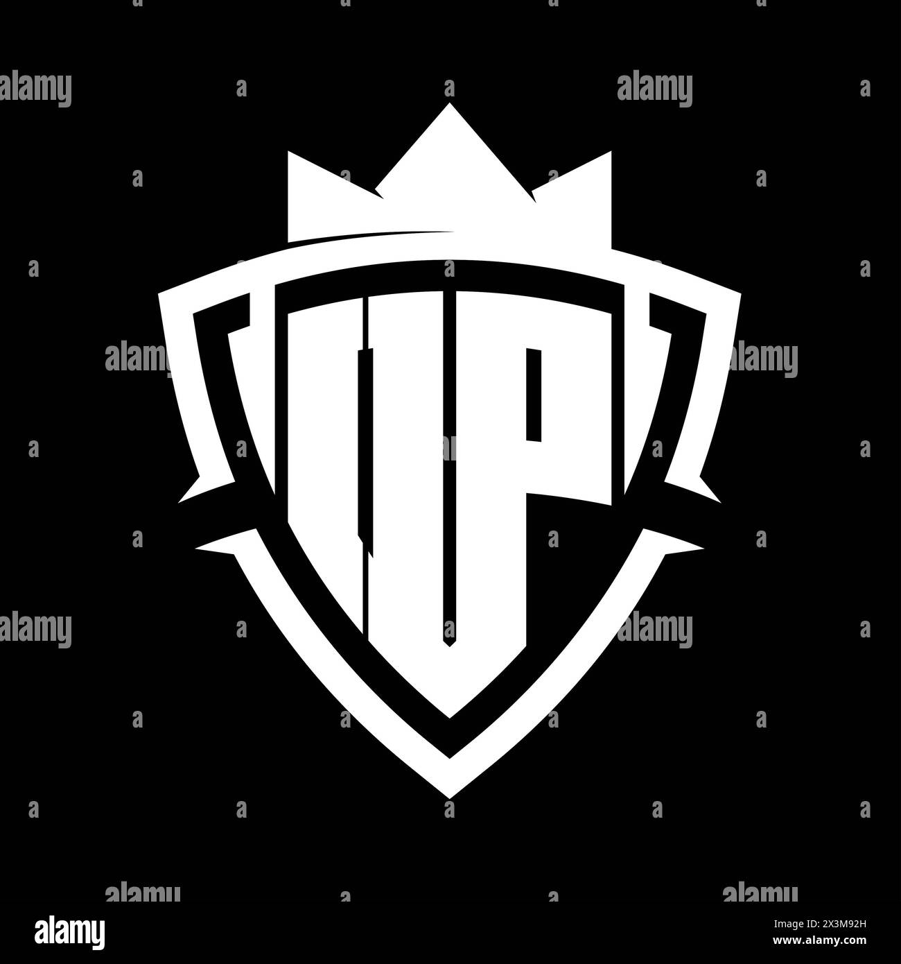 OP Letter bold monogram with triangle curve shield shape with crown ...