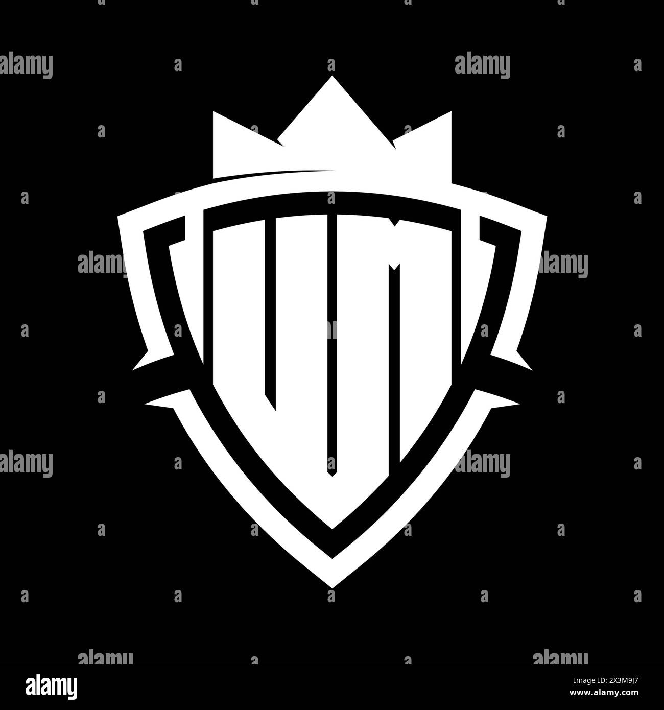 UM Letter bold monogram with triangle curve shield shape with crown ...