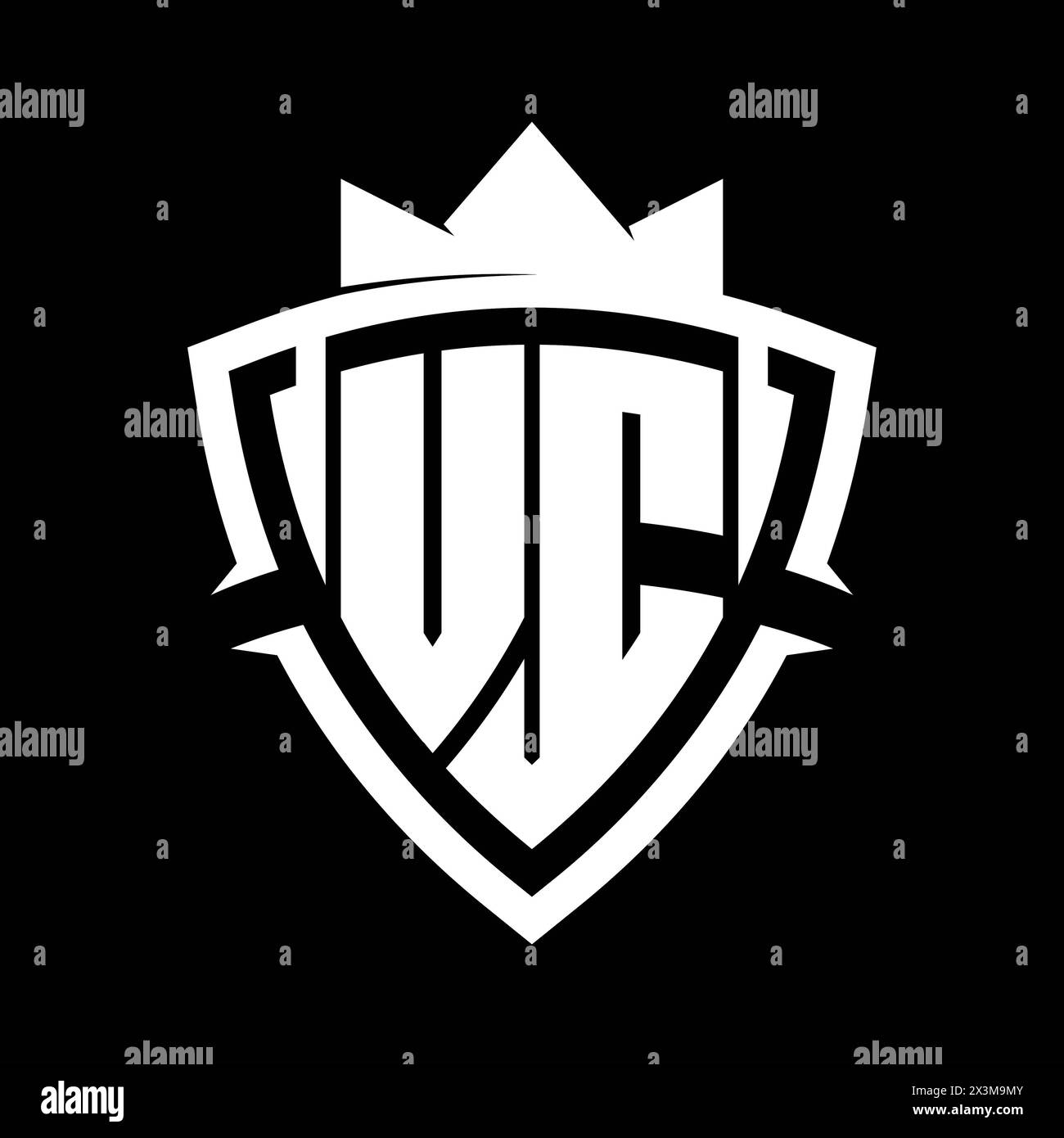 VC Letter bold monogram with triangle curve shield shape with crown ...