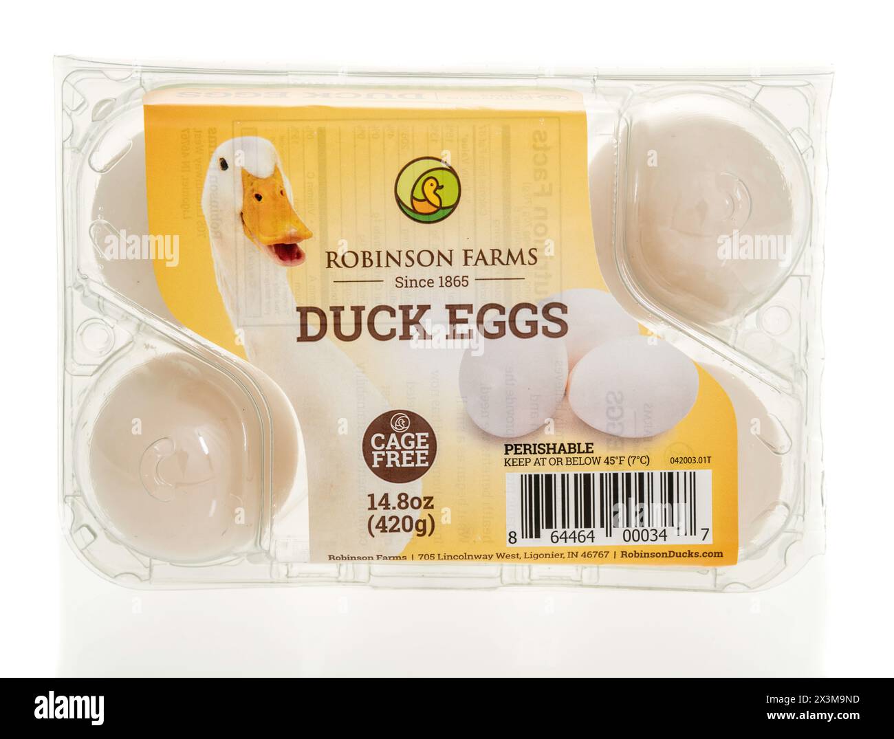 Winneconne, WI - 27 April 2024: A package of Robinson farms duck eggs ...