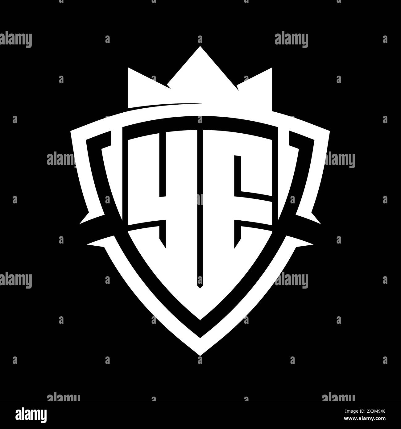 YE Letter bold monogram with triangle curve shield shape with crown ...