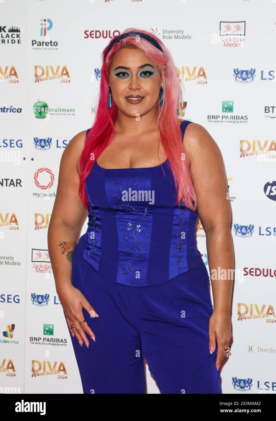London, UK. 26th Apr, 2024. Megan Jayne Crabbe seen attending the DIVA ...