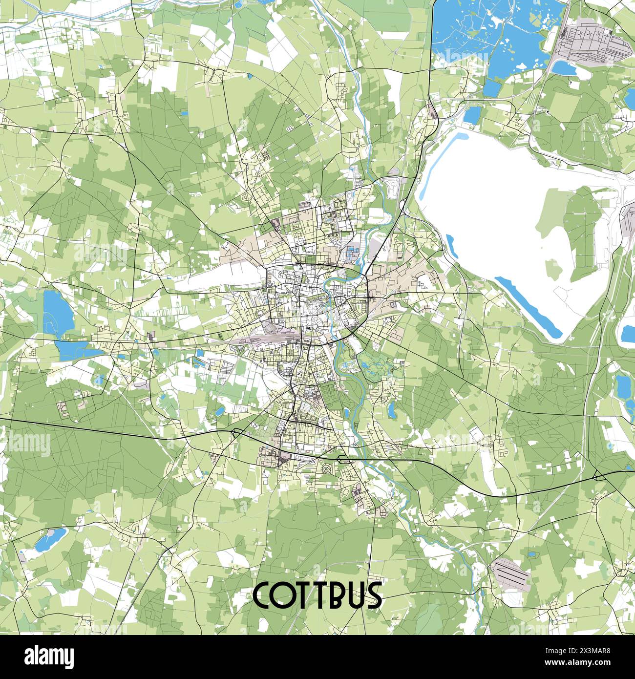 Cottbus Germany map poster art Stock Vector Image & Art - Alamy