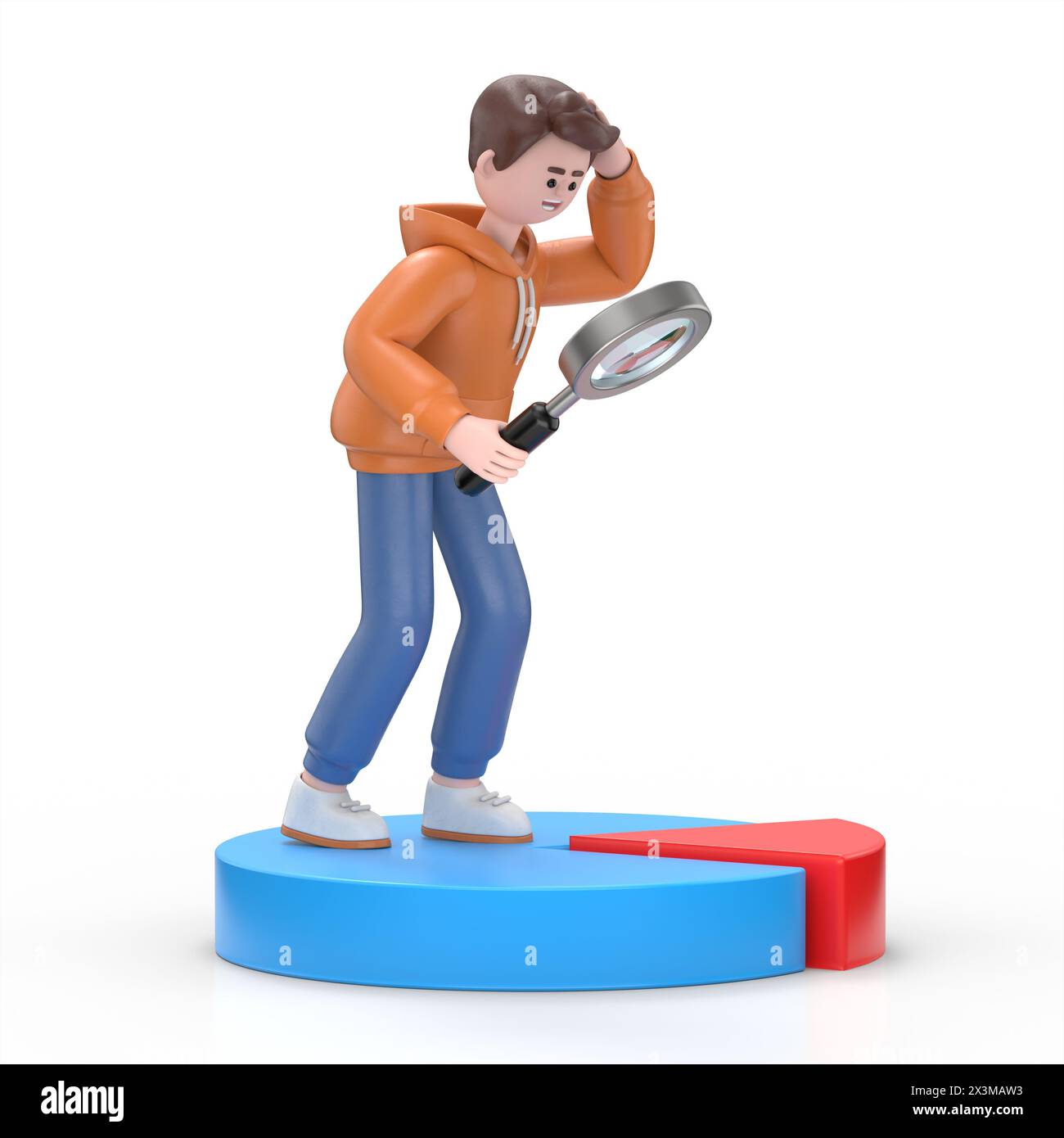 3D illustration of male guy Qadir stand on Tax chart.3D rendering on ...