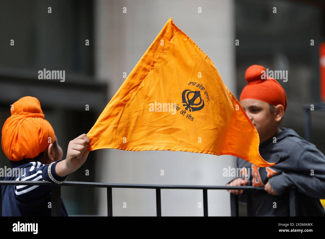 Madison Avenue, New York, USA, April 27, 2024 - Thousands of Sikh Marches in the 2024 Sikh Day ...