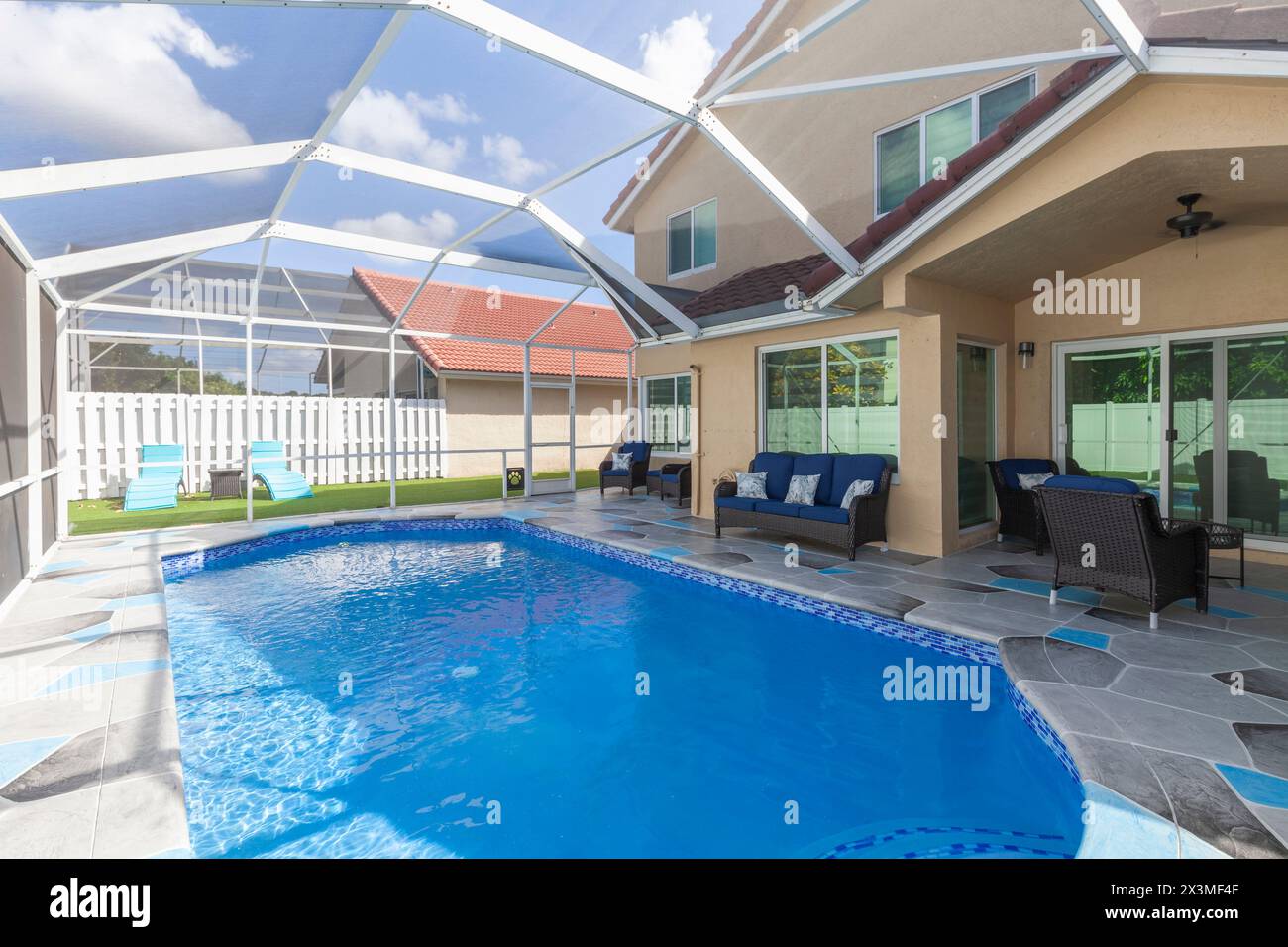 Swimming pool on the backyard of a house, Florida, USA Stock Photo - Alamy