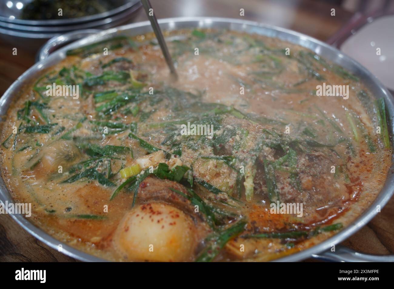 Korean traditional food. Pork Back-bone Stew is a thick traditional ...