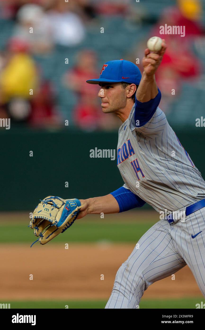 April 27, 2024: Florida pitcher Jac Caglianone #14 releases the ball ...
