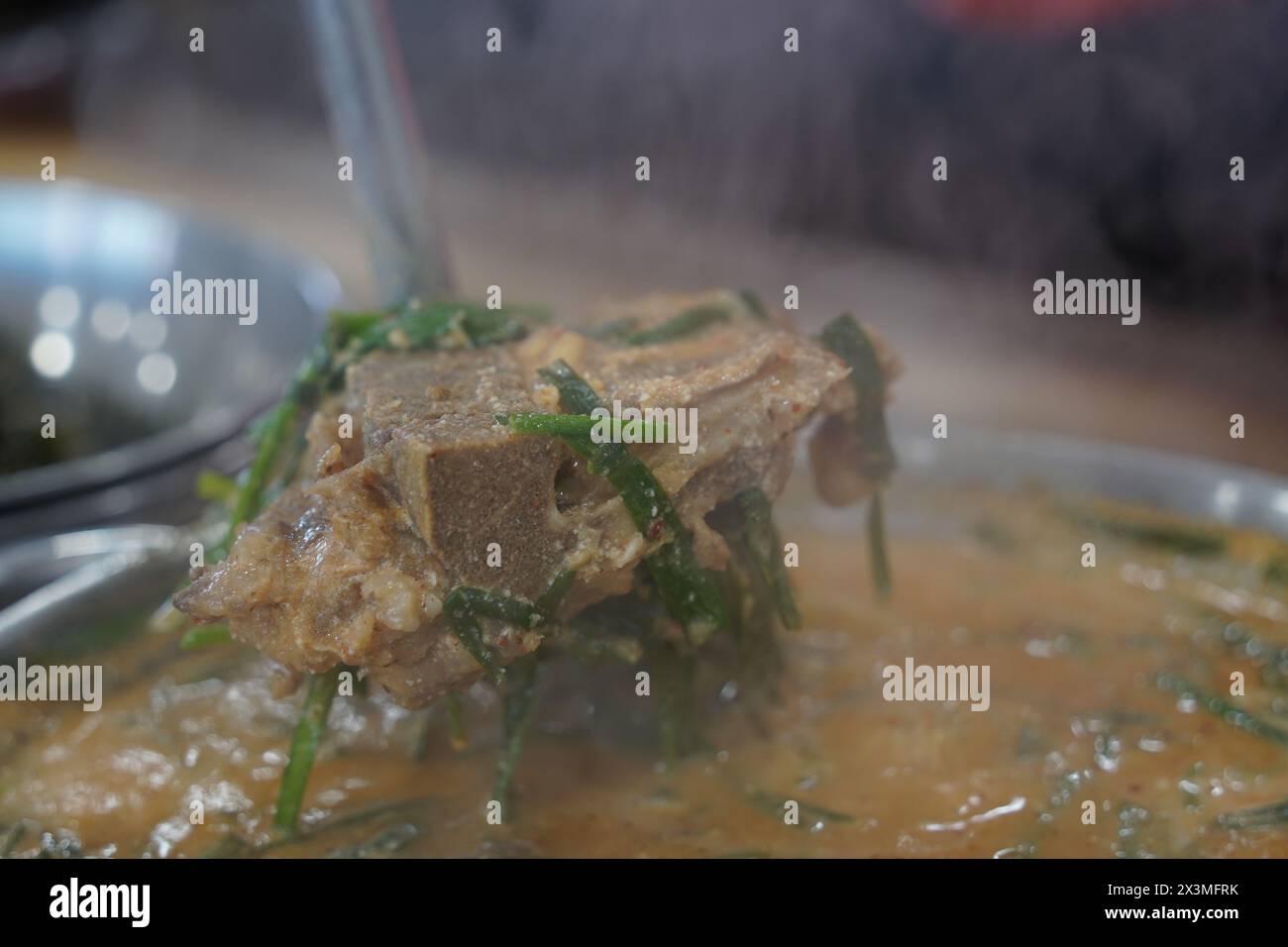 Korean traditional food. Pork Back-bone Stew is a thick traditional ...