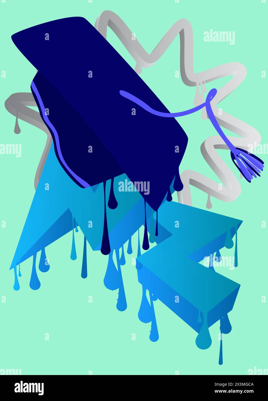 Graduation cap graffiti. Abstract modern street art decoration ...