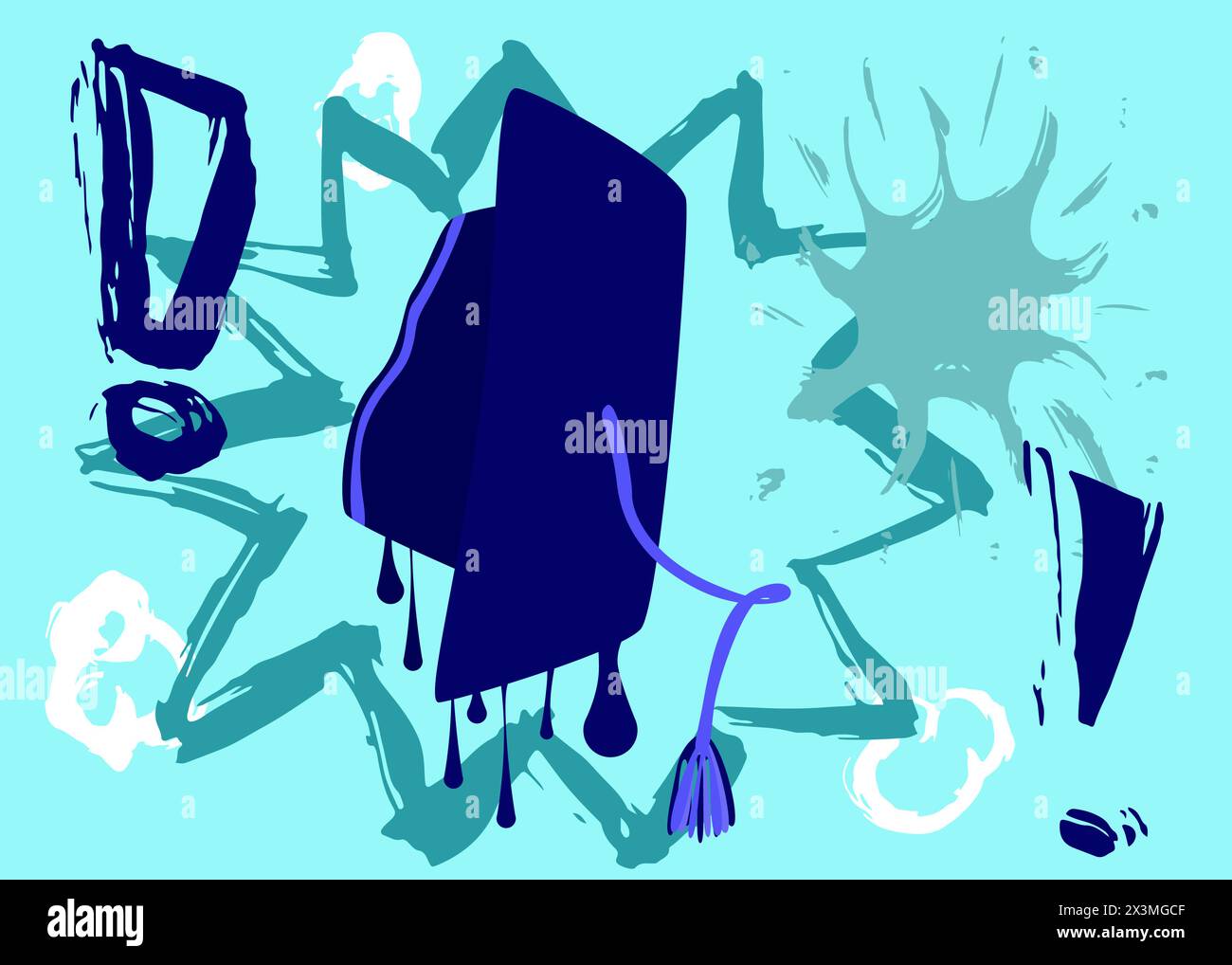 Graduation cap graffiti. Abstract modern street art decoration ...