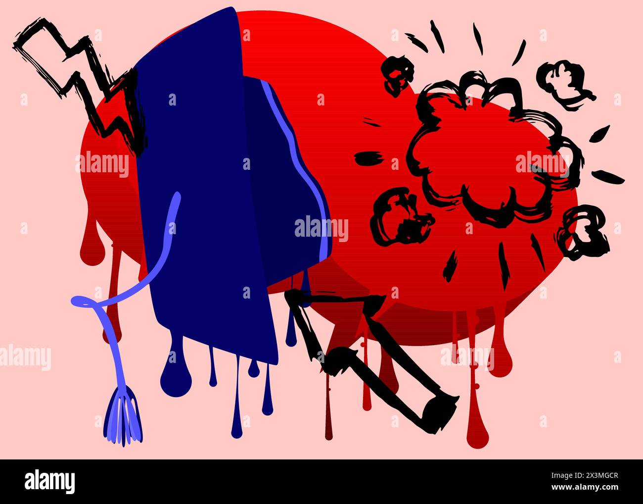 Graduation cap graffiti. Abstract modern street art decoration ...