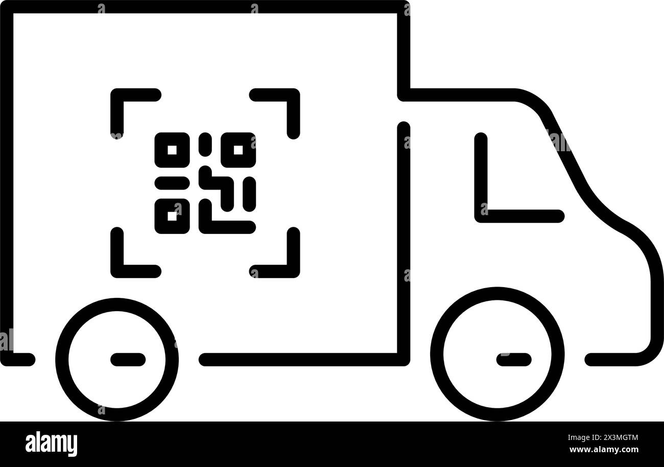 Online van rental. Truck with qr code. App access. Pixel perfect vector ...