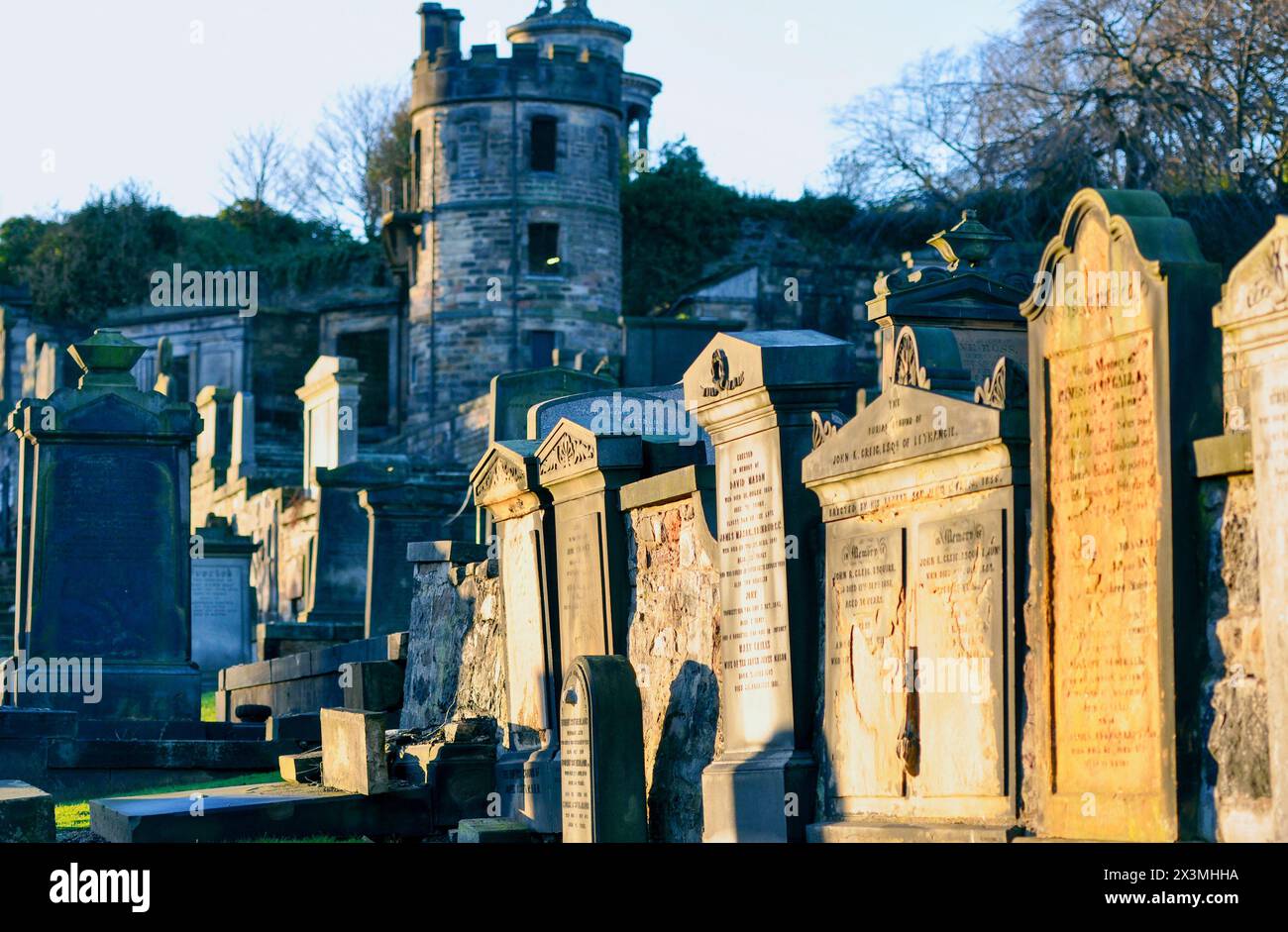 EDINBURGH - DEC 28: Tombs and graves at the Old Calton Burial Ground in ...