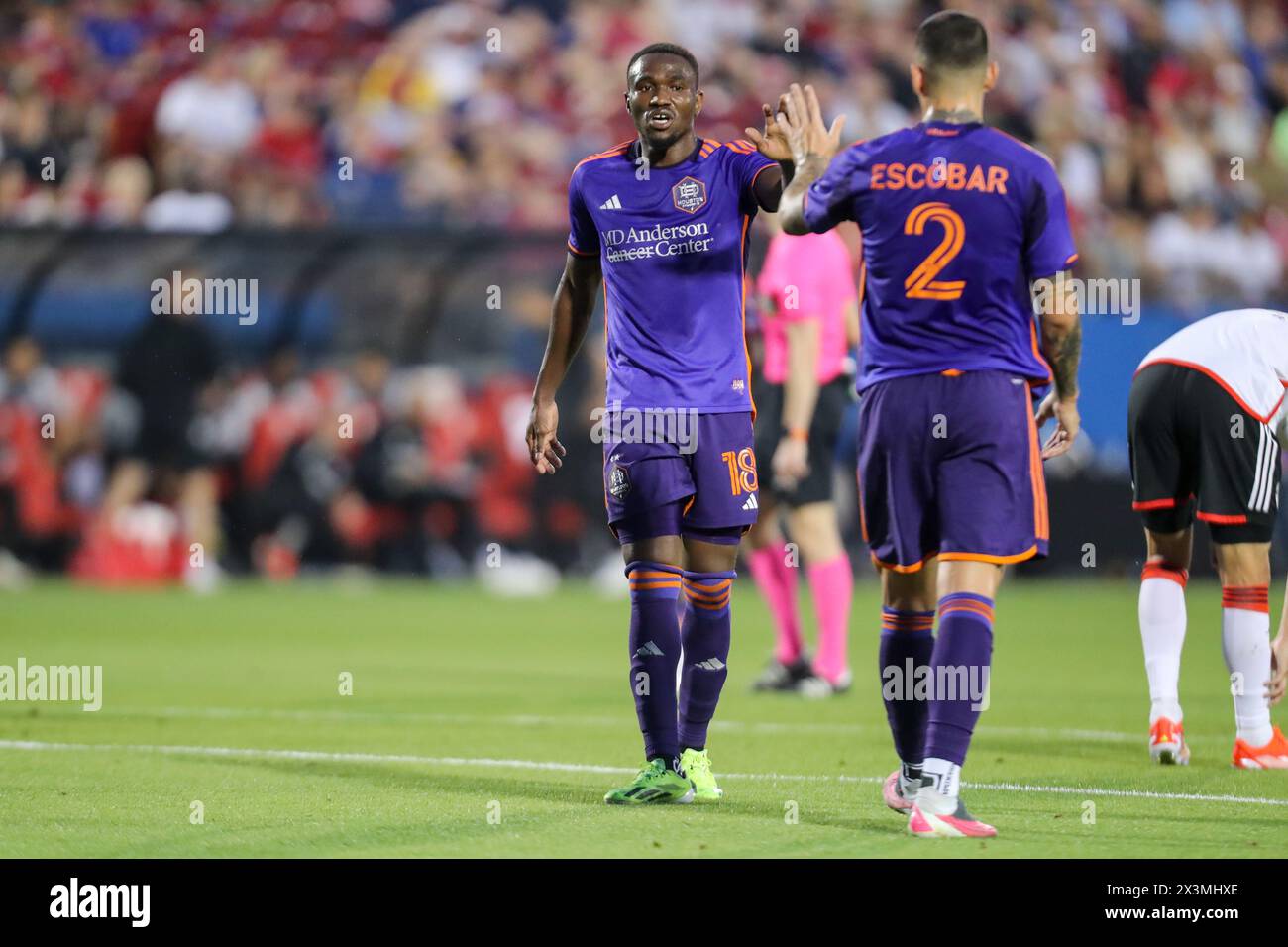 Frisco, Texas, USA. 27th Apr, 2024. Houston Dynamo teammates IBRAHIM ...