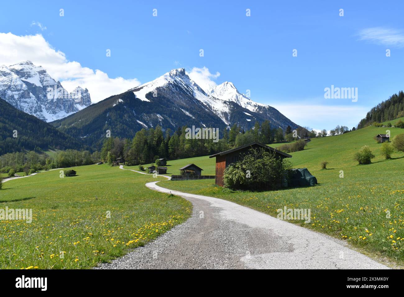 Beautiful landscape with old mountains log cabin high in the Austrian ...
