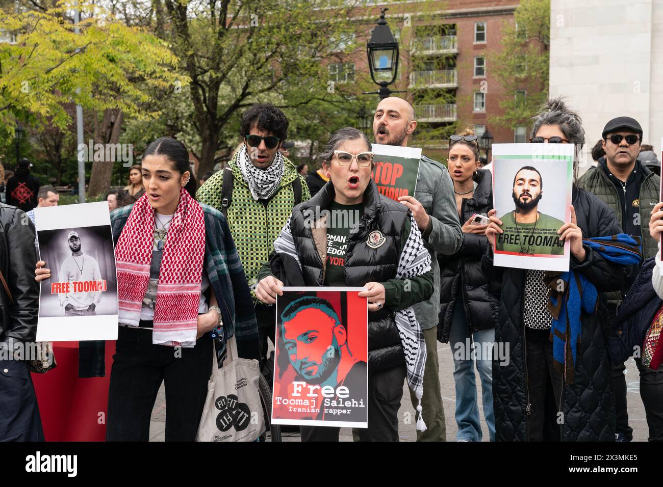 Activists rally on Washington Square Park in New York on April 27, 2024 ...