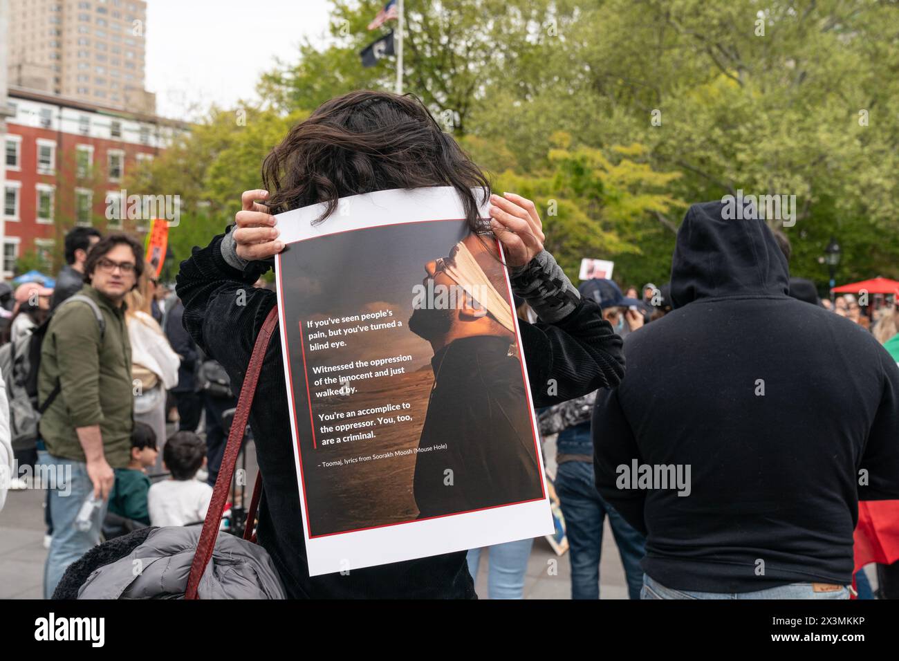 Activists rally on Washington Square Park in New York on April 27, 2024 ...