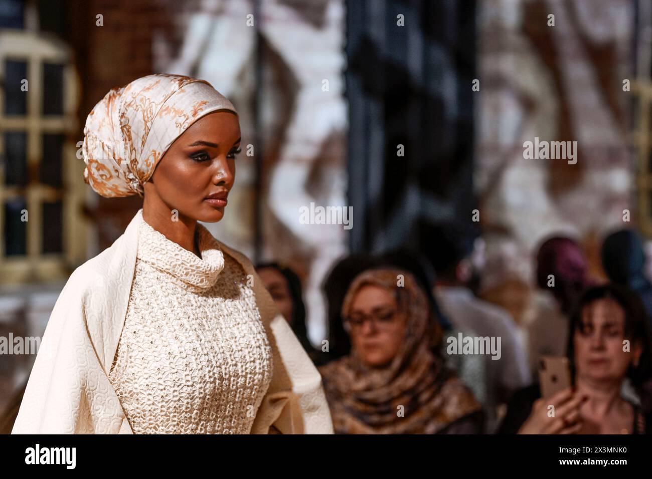 Istanbul, Turkey. 26th Apr, 2024. Modell Halima Aden seen walking the ...