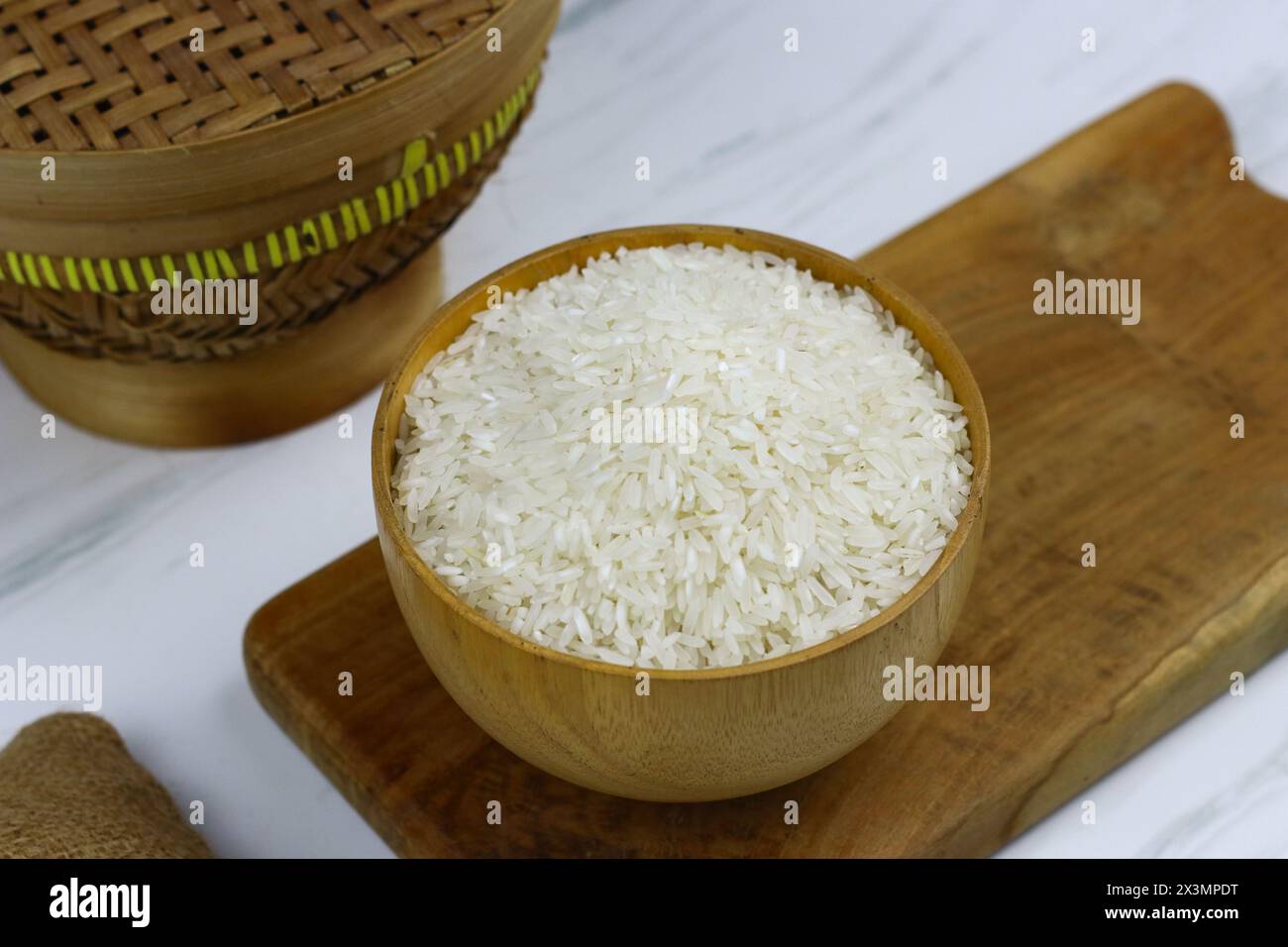 Beras or white rice, Indonesian main food made from Oryza sativa grain ...